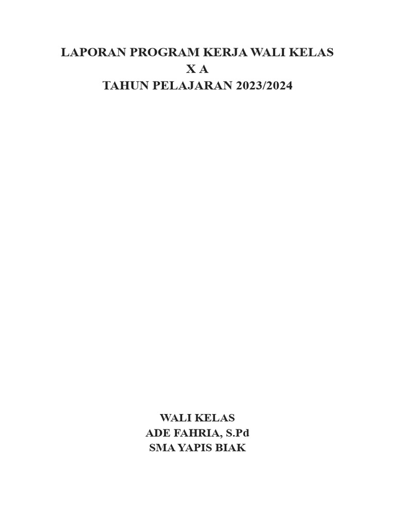 Laporan Program Kerja Wali Kelas | PDF