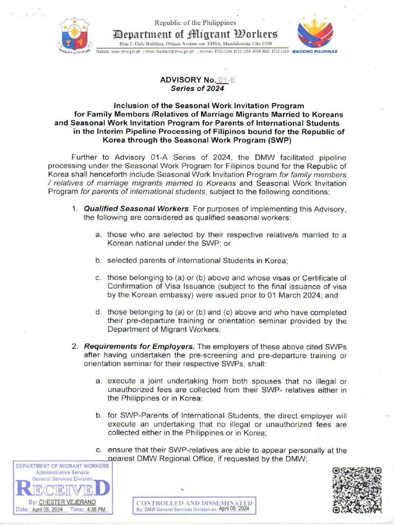 DMW-ADVISORY-01-E-2024 | PDF