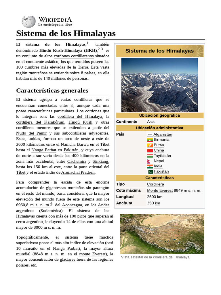 Sistema de Los Himalayas | PDF | Himalaya | Geología
