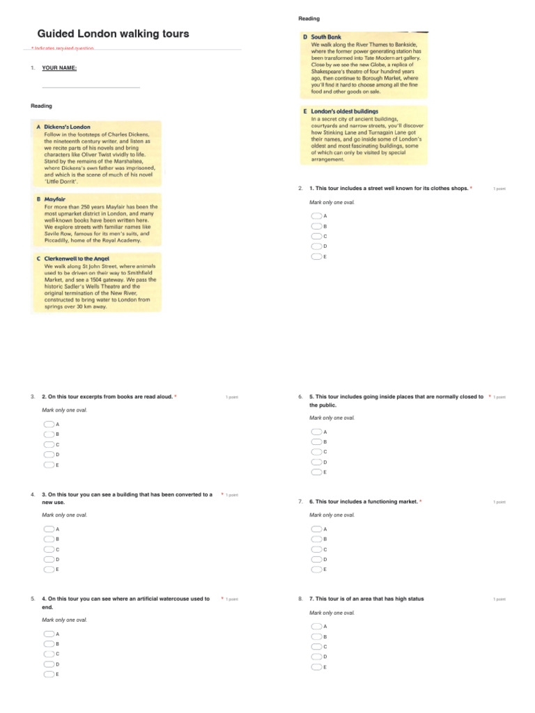 Guided London Walking Tours - Google Forms | PDF