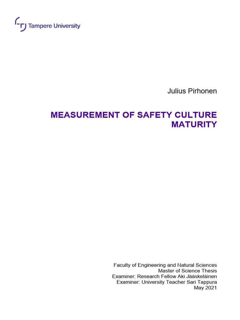 Measurement of Safety Culture Maturity GOOD | PDF