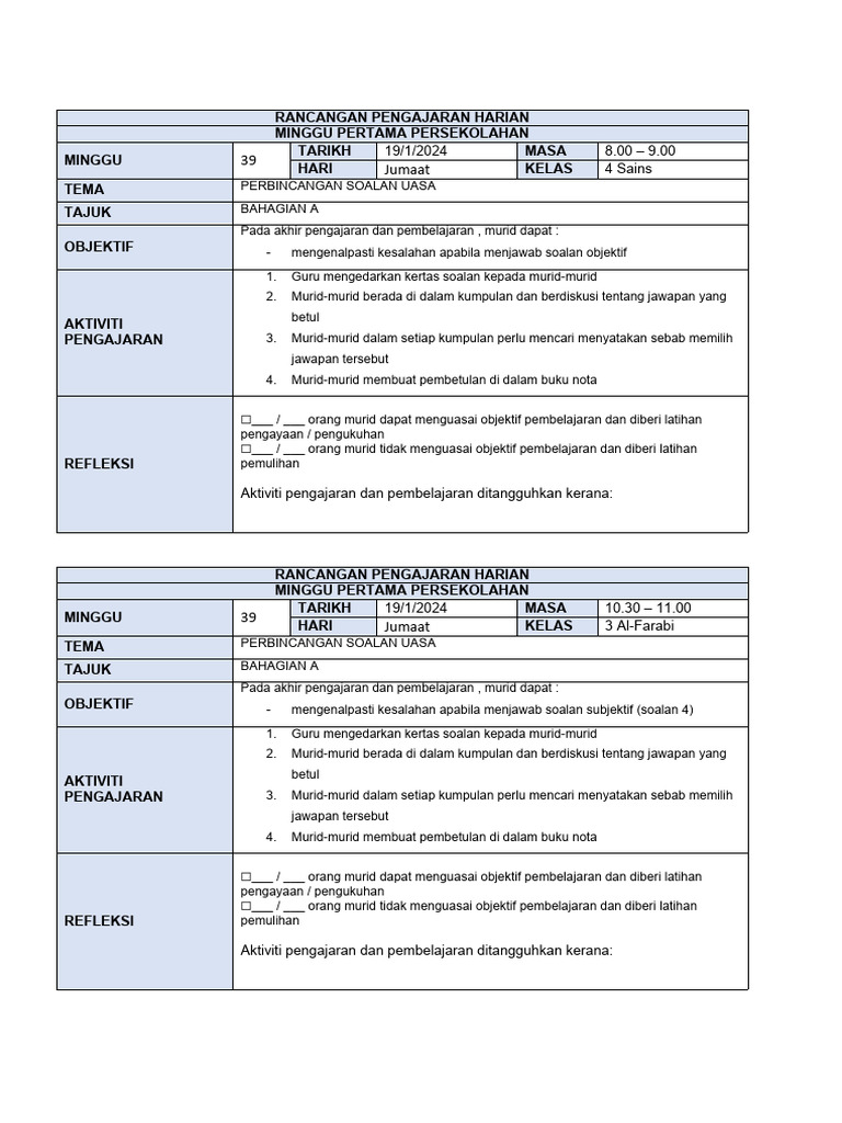 RPH M39 JUMAAT | PDF
