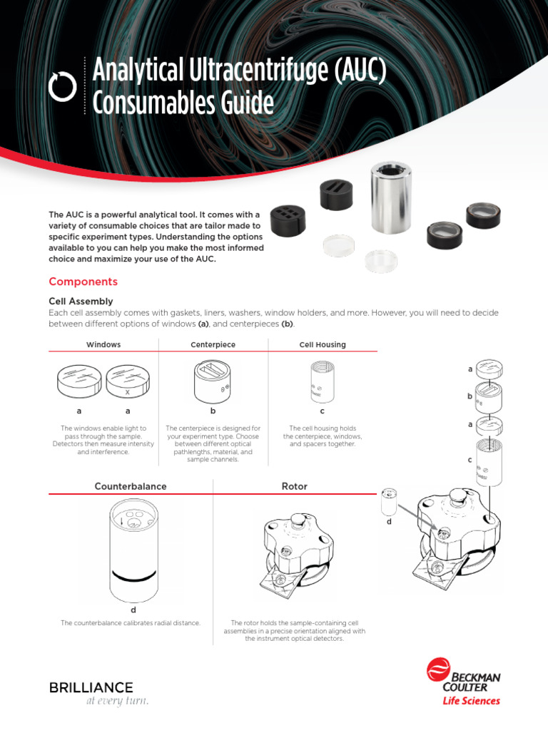 AUC Consumables Selection Guide | PDF | Centrifugation | Physical Sciences