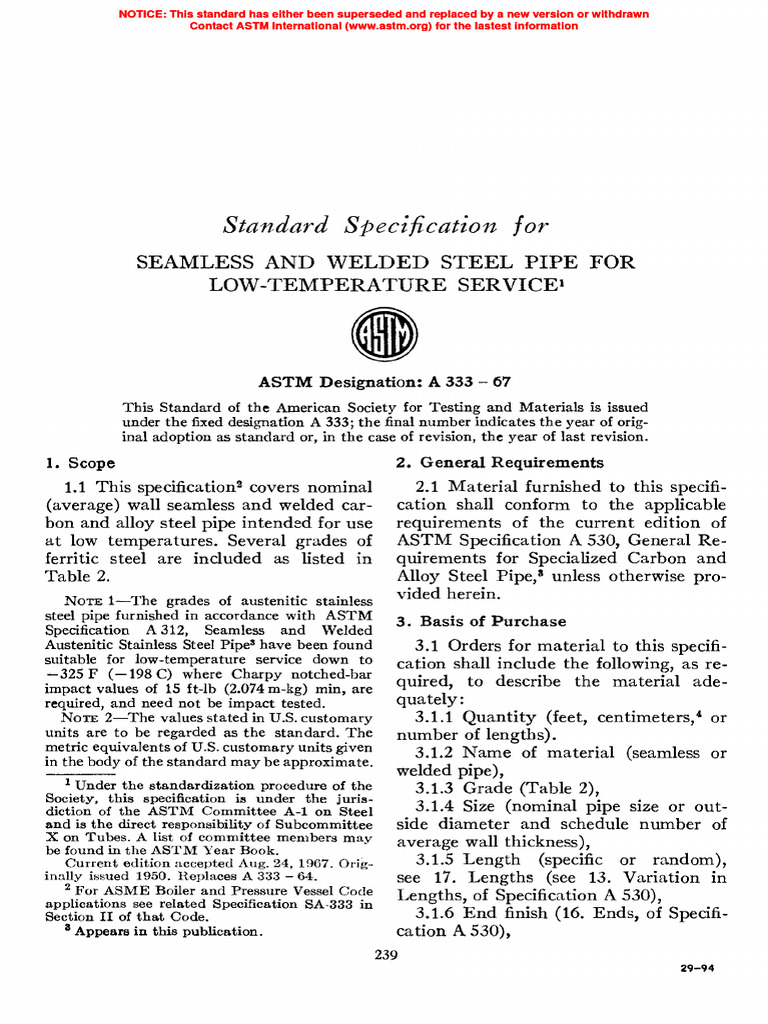 Standard Specification For: Seamless and Welded Steel Pipe For Low ...