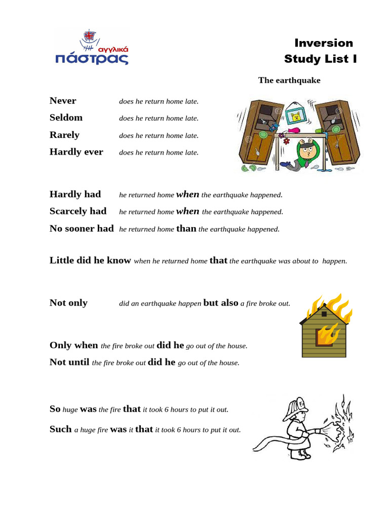 Never Seldom Rarely Hardly Ever: Inversion Study List I | PDF