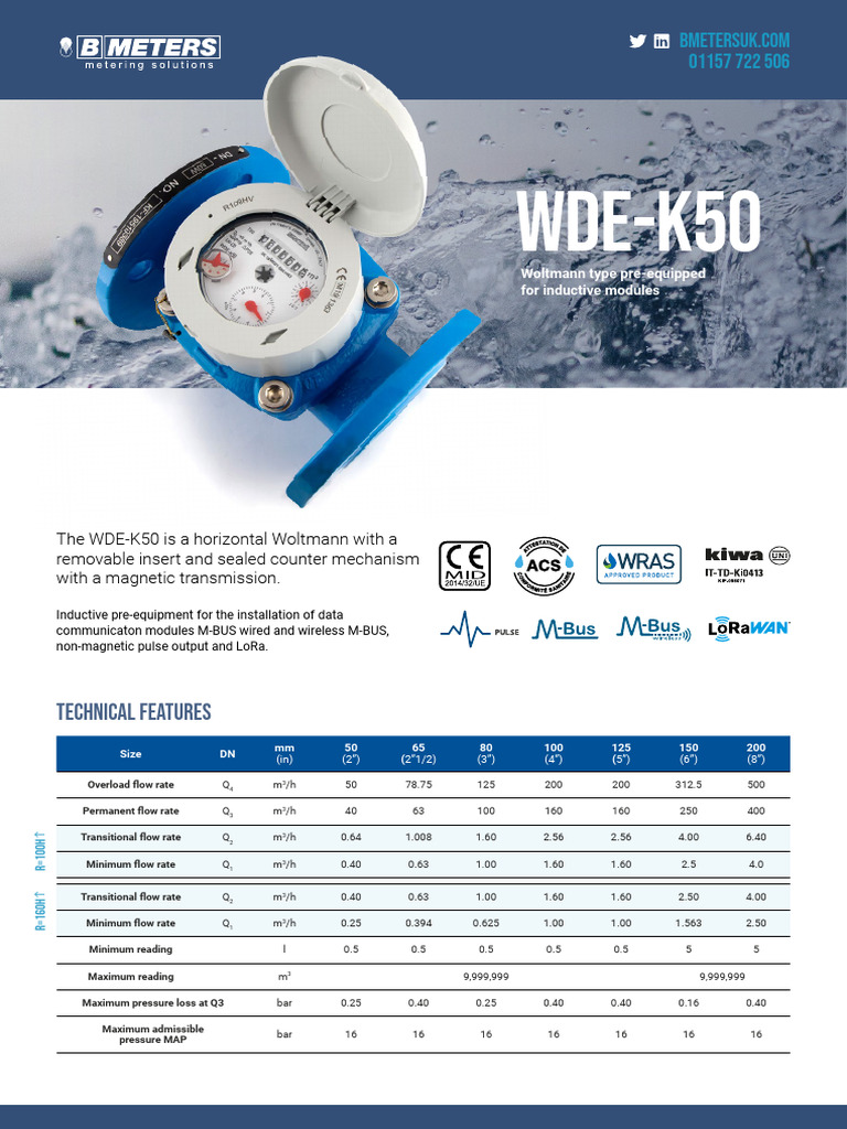 BMETERS WDE K50 v3 | PDF | Flow Measurement | Physical Quantities
