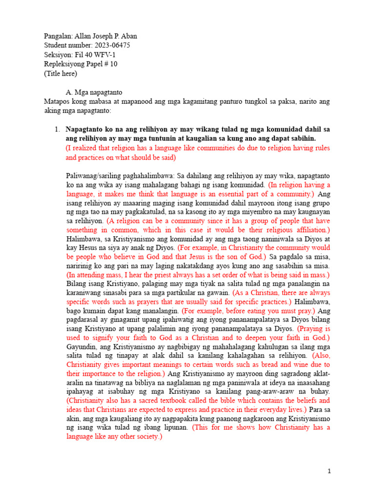 Paksa 10 Filipino and English | PDF