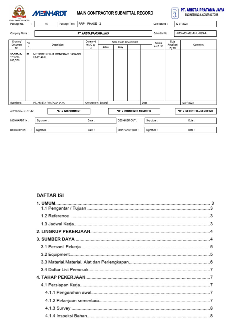 Metode Bongkar Pasang Unit AHU | PDF
