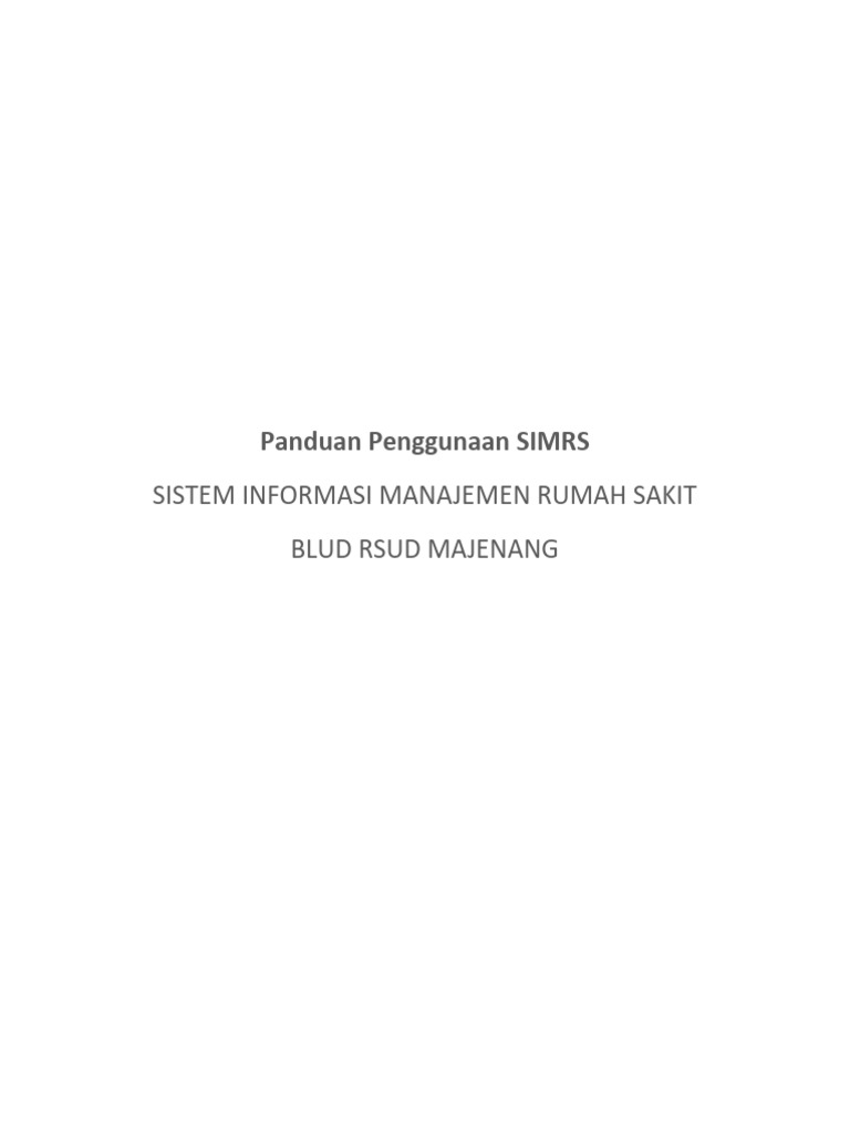 Pedoman Penggunaan Simrs (1) - 1 | PDF