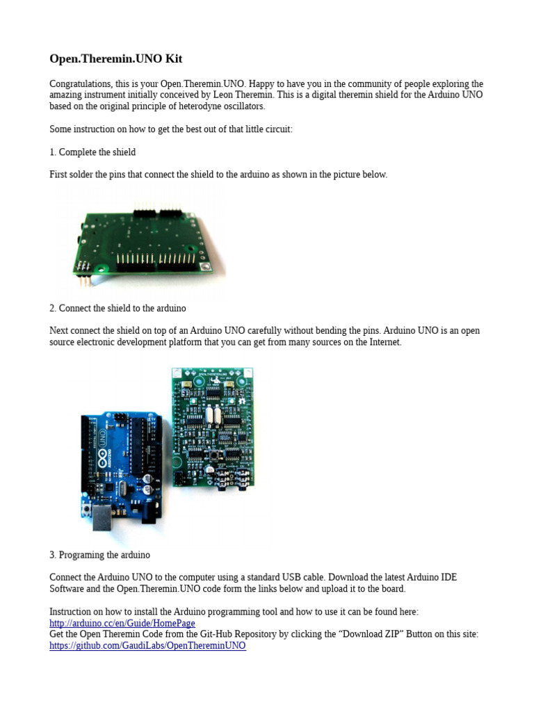 Open Theremin Uno Instructions | PDF | Arduino | Electrical Connector