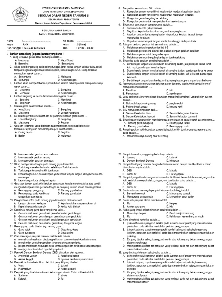 Soal Pat Pjok KLS V S | PDF