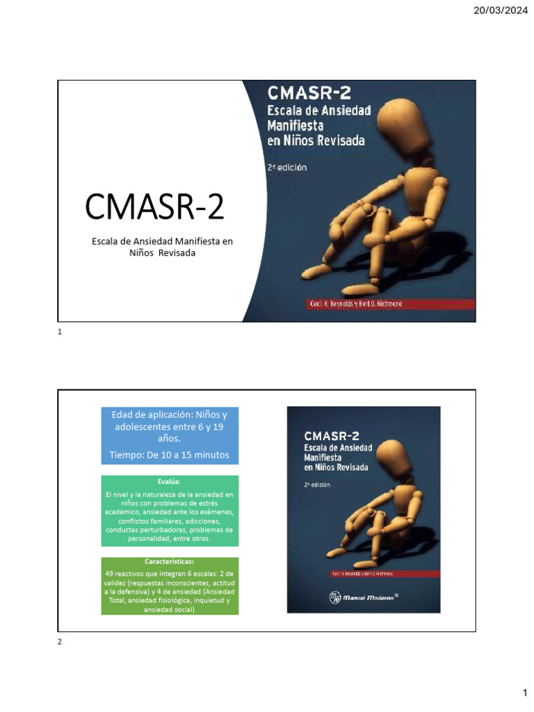 Presentación CMASR-2 y A-D | PDF | Ansiedad | Desorden de ansiedad social