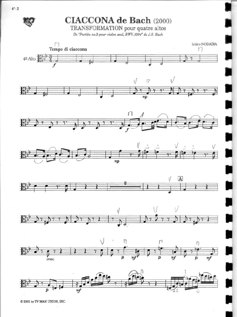 BACH NODAIRA Chaconne Viola 4 | PDF