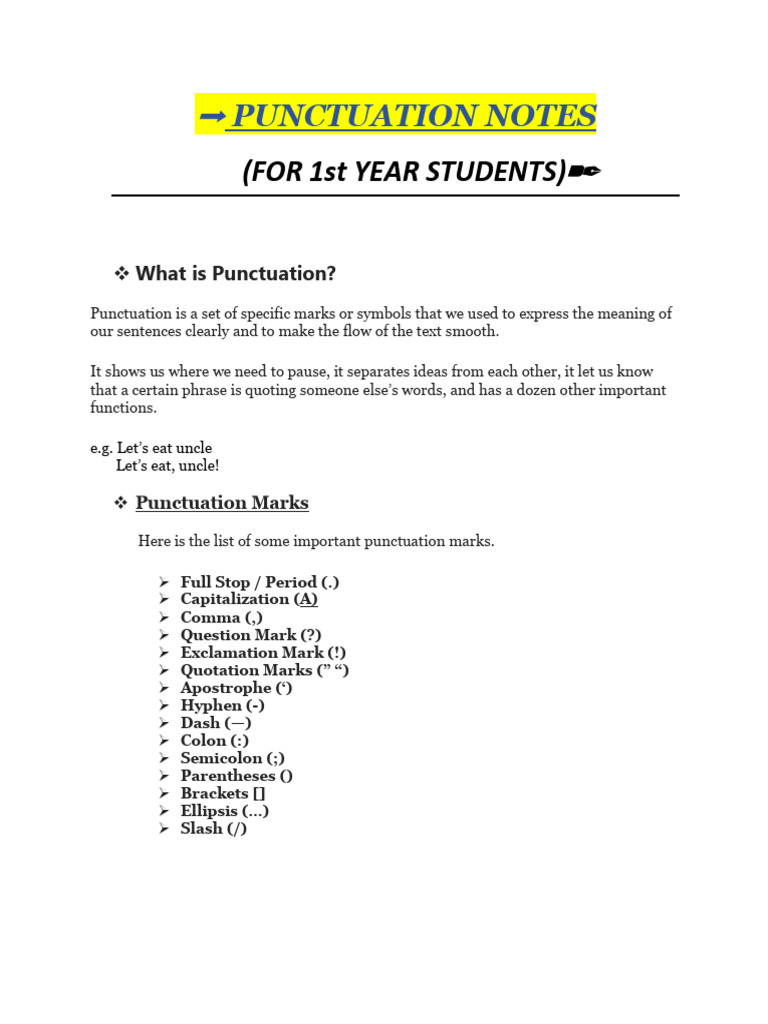 punctuation 11th class | Download Free PDF | Punctuation | Bracket