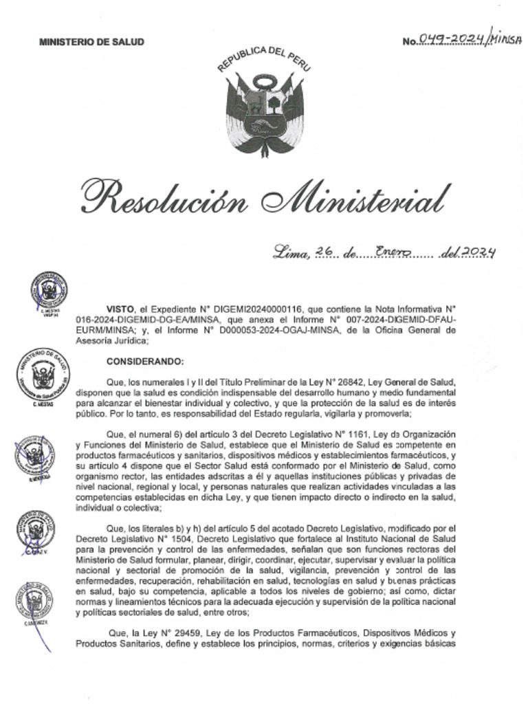 Resolucion Ministerial N 049 2024 Minsa | PDF