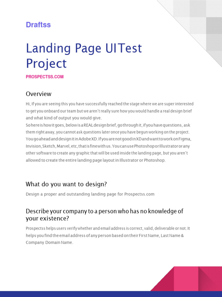 Landing Page UI Test Brief_updated | PDF | Adobe Illustrator | Adobe ...