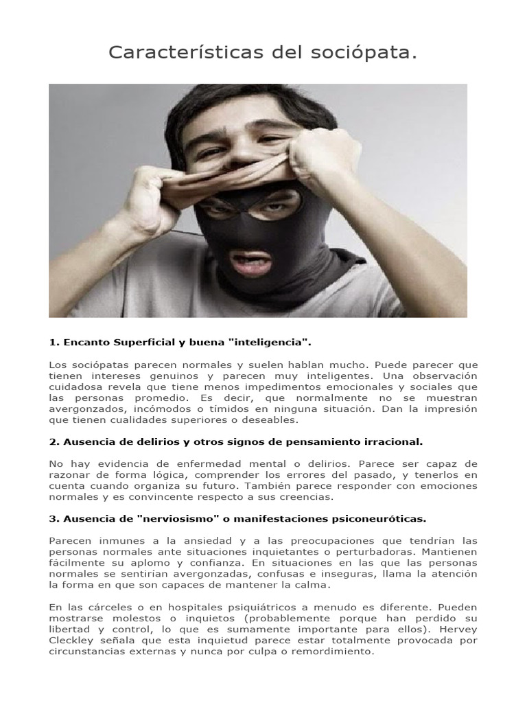 Características del Sociópata | PDF | Psicopatía | Amor