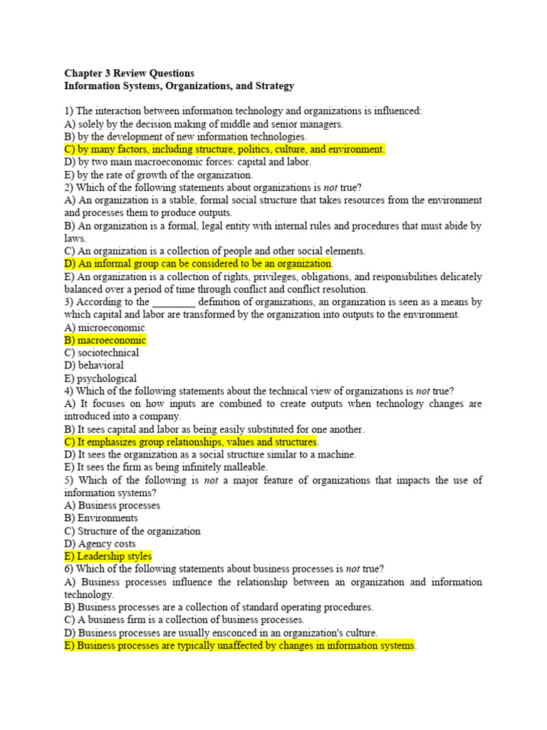 Chapter 3 Review Questions - Students | PDF | Competitive Advantage ...