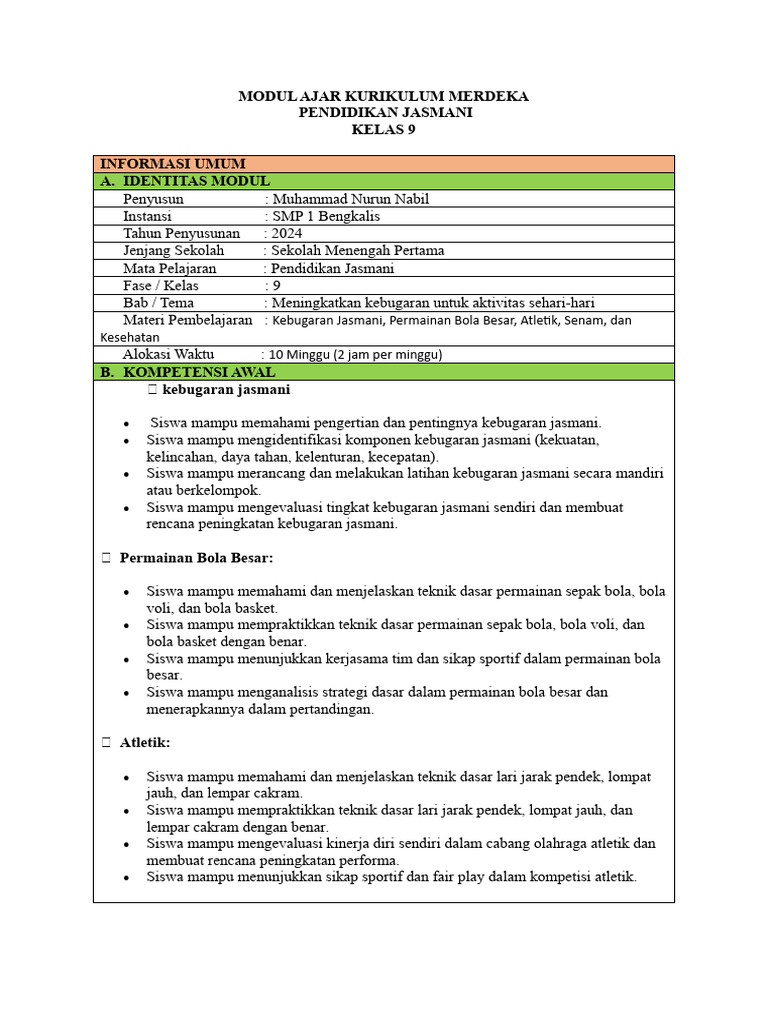 Modul Ajar Nabil | PDF | Karier & Perkembangan | Olahraga & Rekreasi