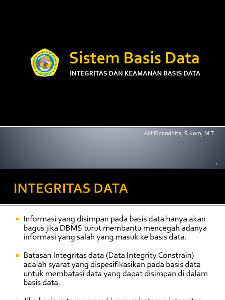 2 - Sistem Basis Data - Integritas Dan Keamanan Data | PDF | Komputer