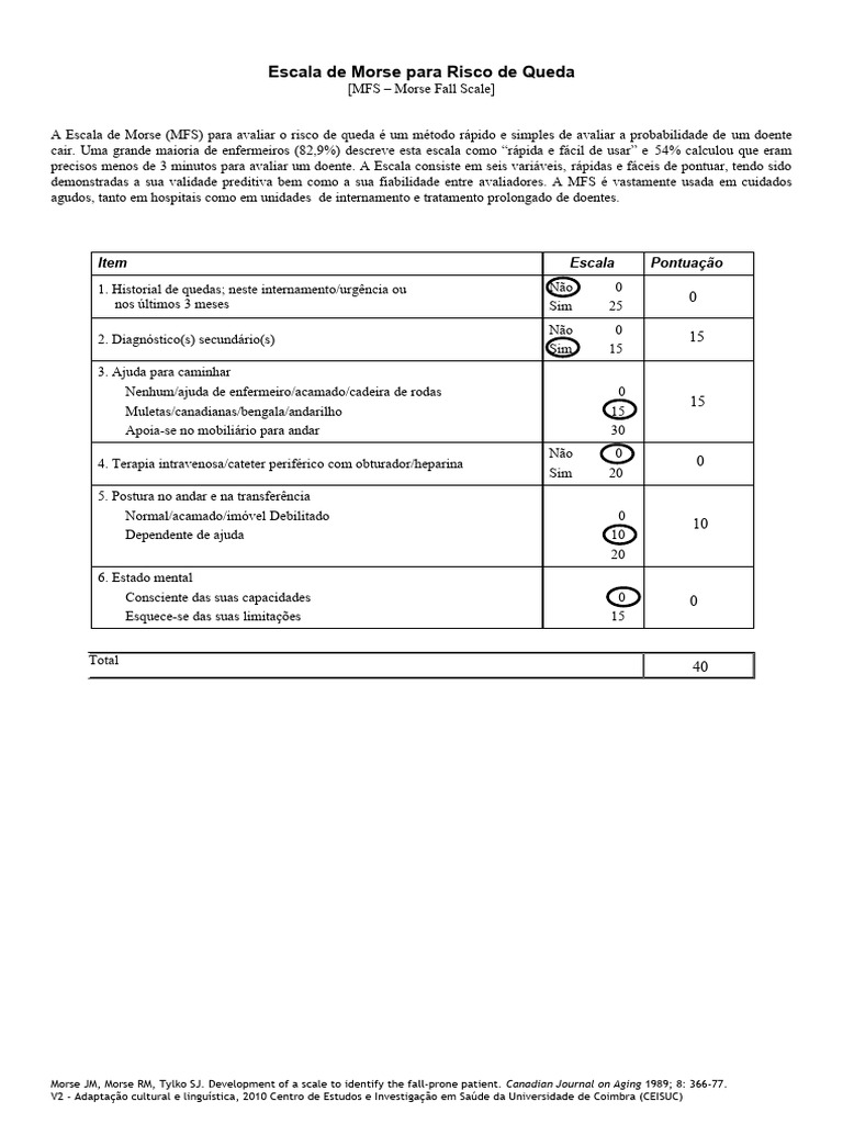 Escala de Morse - pdf0 | PDF | Enfermagem | Causas de morte