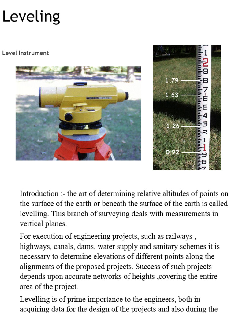 Levelling | PDF | Surveying | Sea Level