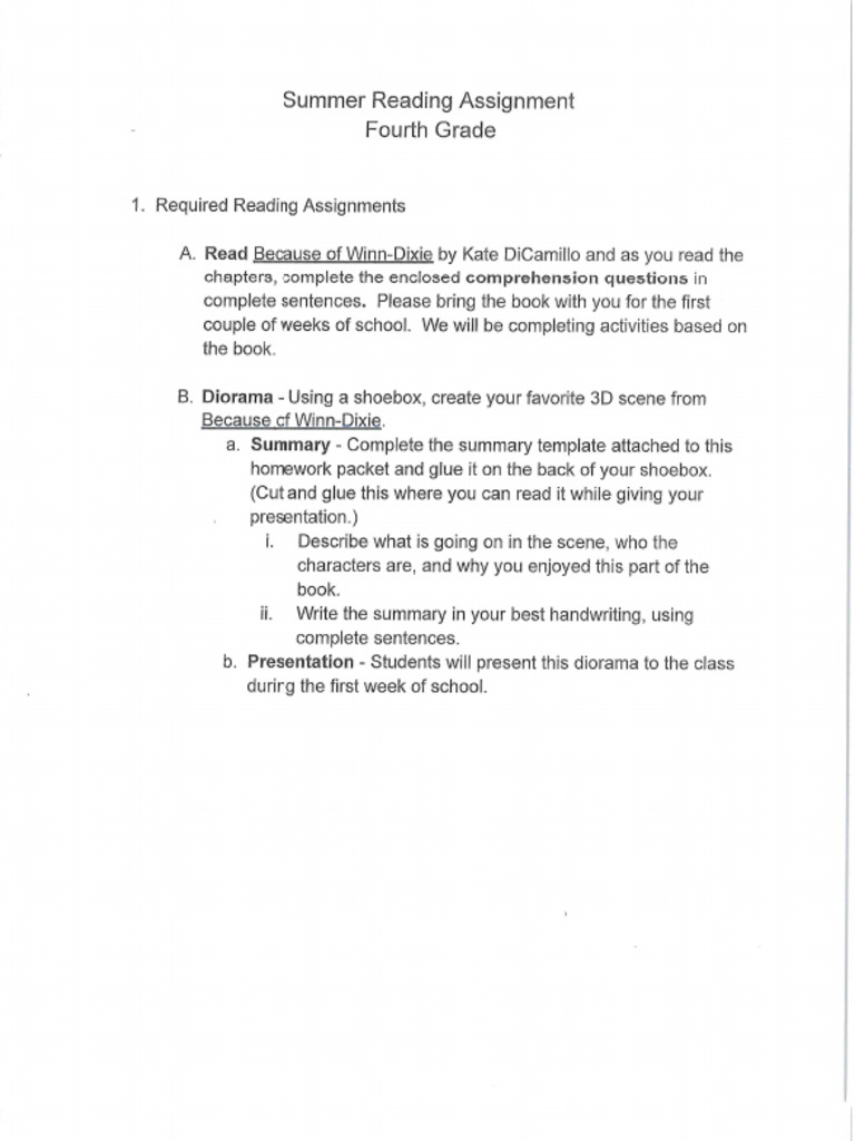 4th Grade Summer Packet | PDF