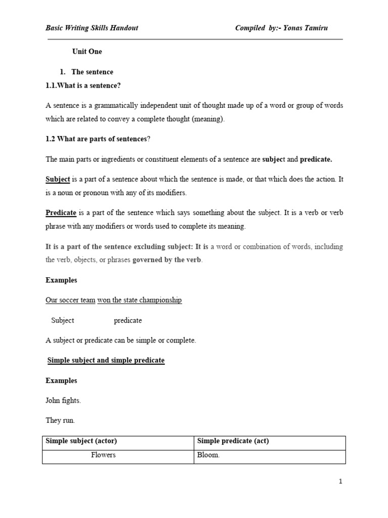 Basic writing skill module!! | Download Free PDF | Subject (Grammar) | Verb