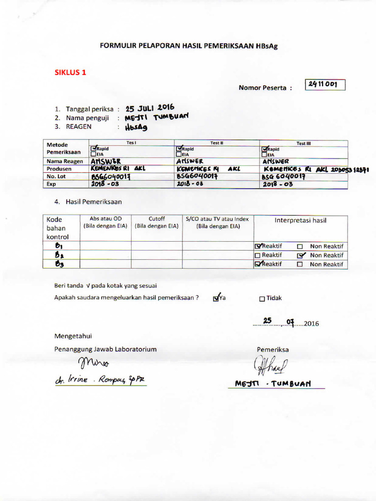 Siklus 1 HbsAg | PDF
