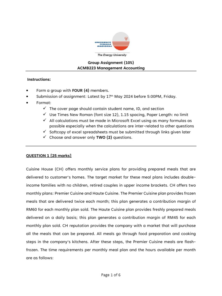 Group Assignment - Qs | PDF | Cost | Cost Accounting