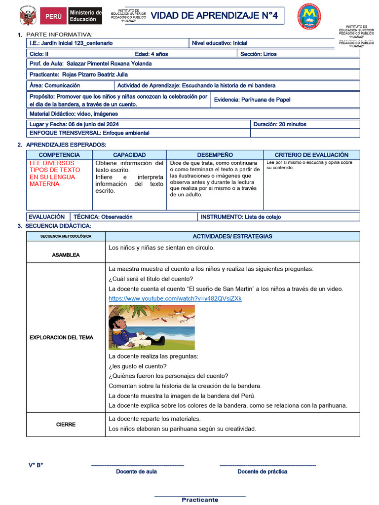 Modelo de Sesion de Aprendizaje 2024 Iespp | PDF | Maestros | Evaluación