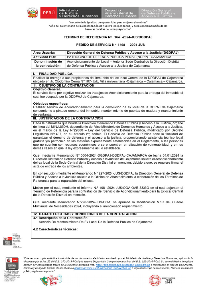 Terminos de Referencia - 000164-2024 - Jus-Dgdpaj PDF | PDF | Arbitraje | Regulación