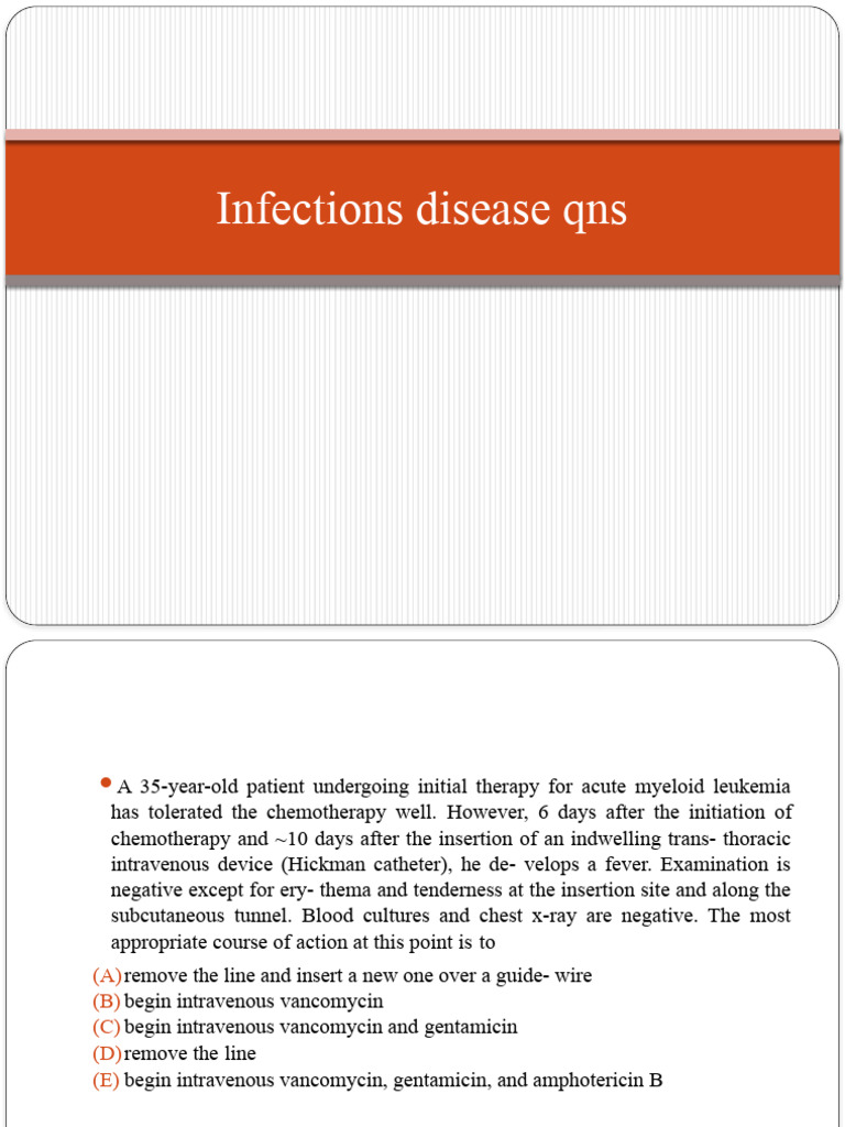 Infectious Disease Qns | PDF | Intravenous Therapy | Pathogen