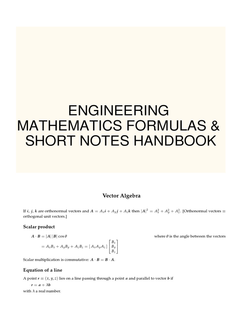 EM Short Formulas | PDF | Eigenvalues And Eigenvectors | Matrix (Mathematics)
