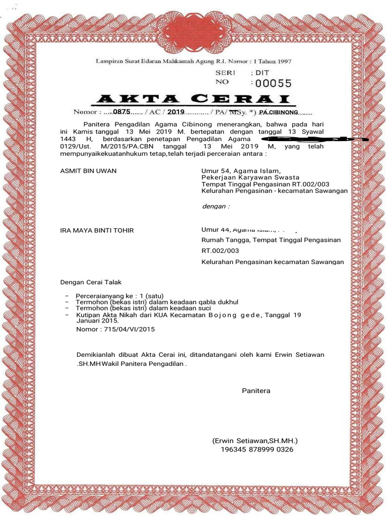 Akte - Cerai - Asmit | PDF