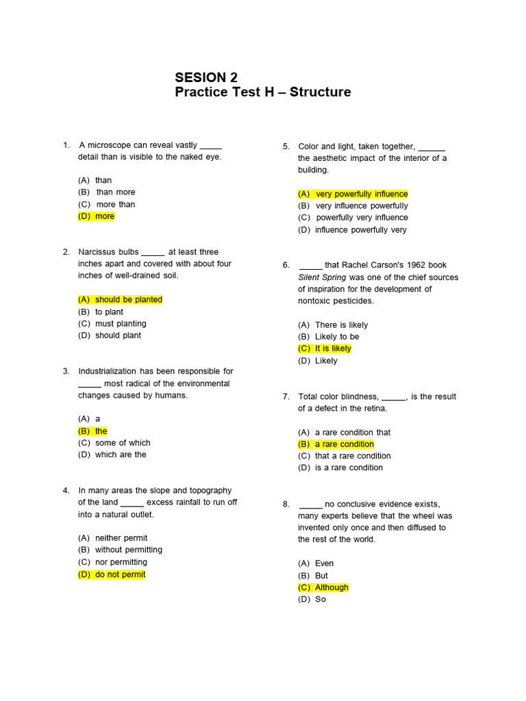 Practice Structure H | PDF | Laser | Mail