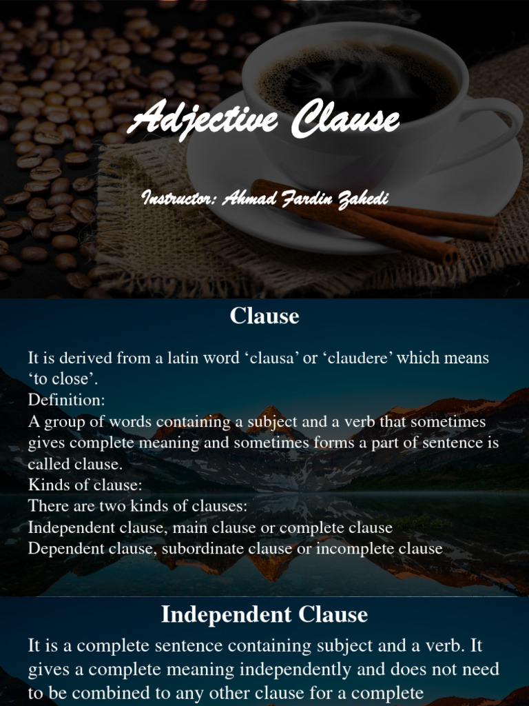 Adjective Clause and Its Kinds | PDF | Adjective | Verb