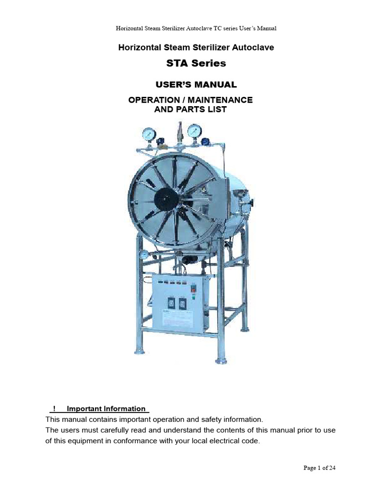 Autoclave User Manual | Download Free PDF | Sterilization (Microbiology ... Autoclave User Manual | Download Free PDF | Sterilization (Microbiology ...