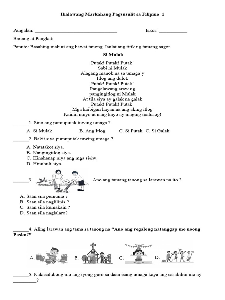 FILIPINO PT with TOS | PDF