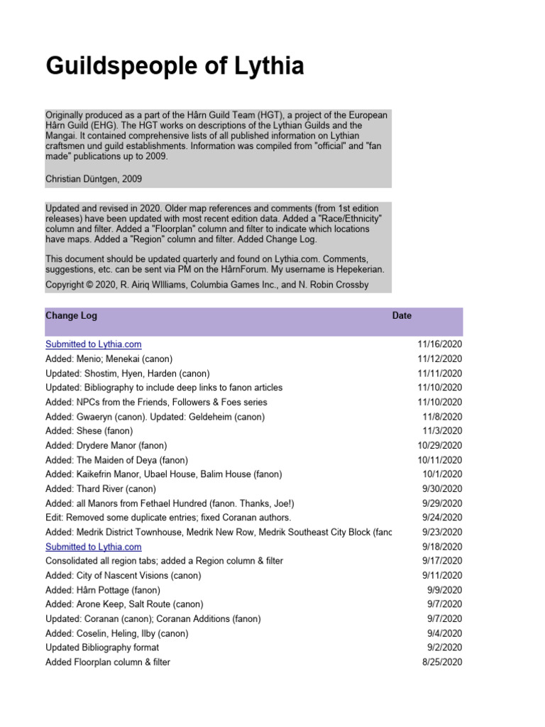 Guildspeople of Lythia 20201116 | PDF | Tabletop Games | Fantasy