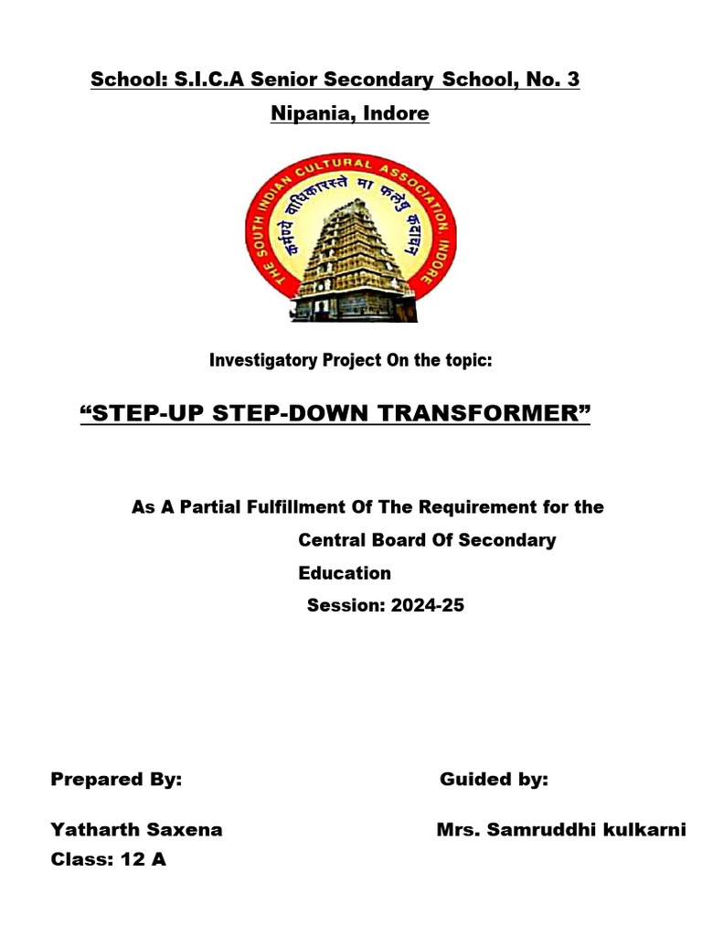 Yatharth Saxena Transformer Project | PDF | Transformer | Inductor