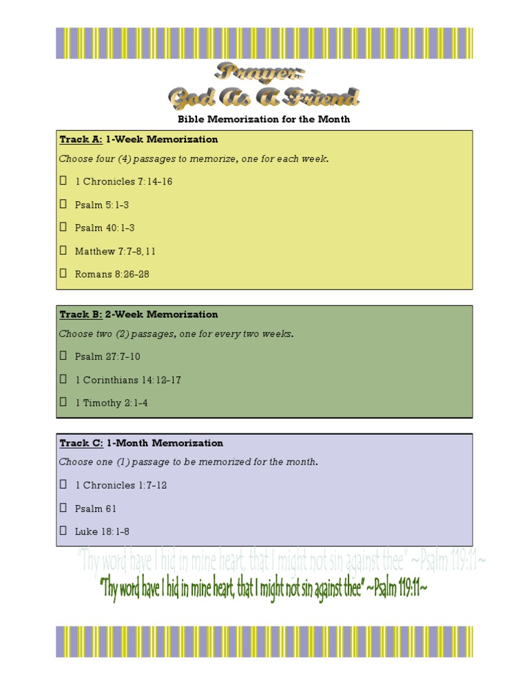 August 2011 - Bible Memorization Sheet | PDF