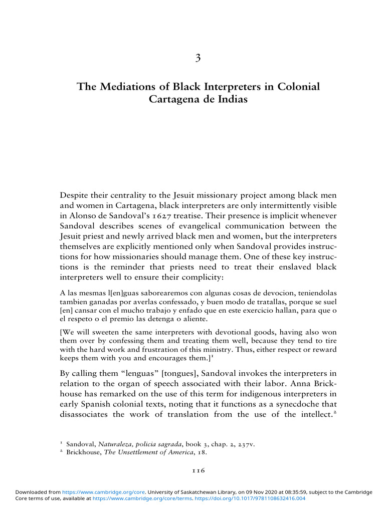 The Mediations of Black Interpreters in Colonial Cartagena de in 2020 | PDF