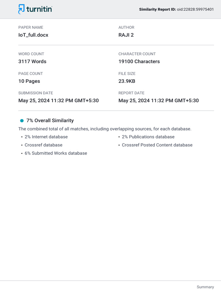 IoT Report | PDF | Internet Of Things | Water Quality