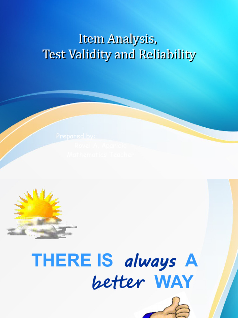 ITEM ANALYSIS TEST VALIDITY AND RELIABILITY | Download Free PDF ...