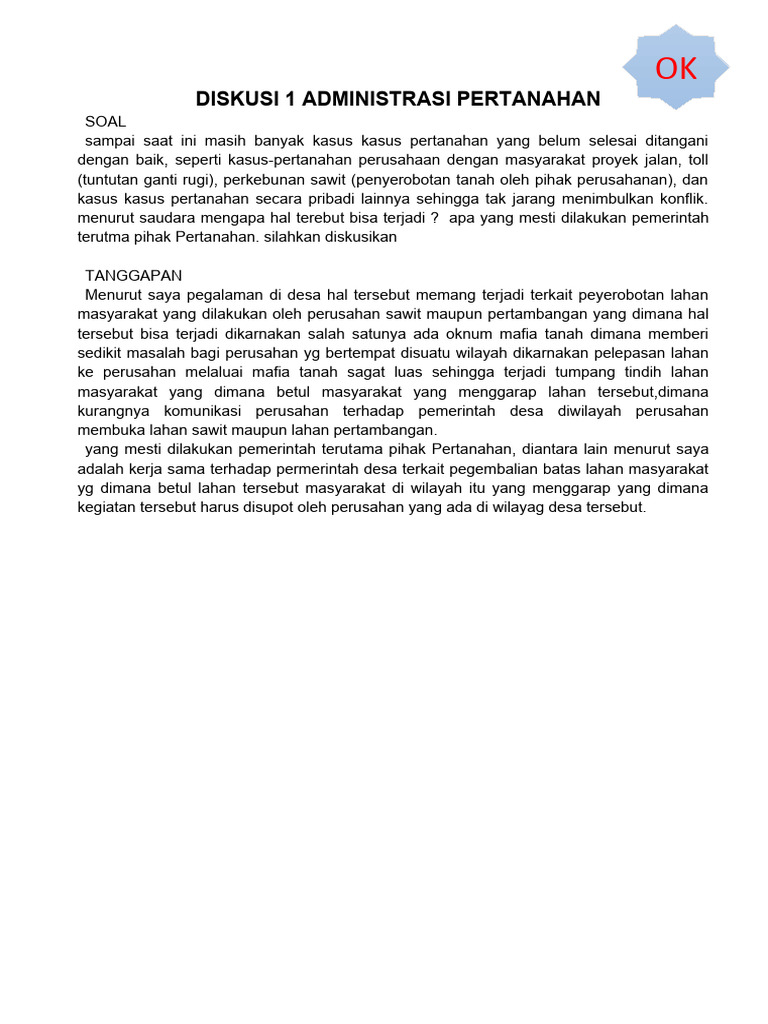 Diskusi Administrasi Pertanahan | PDF