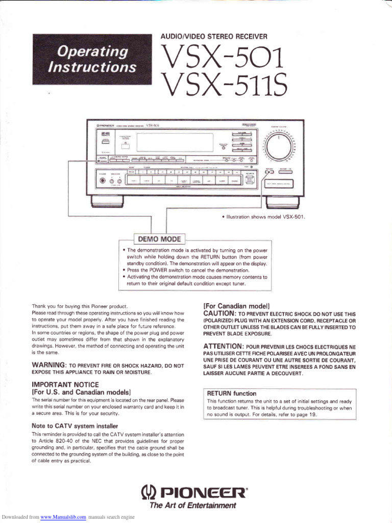 Pioneer VSX 511s Manual | PDF | Electrical Connector | Ac Power Plugs ...
