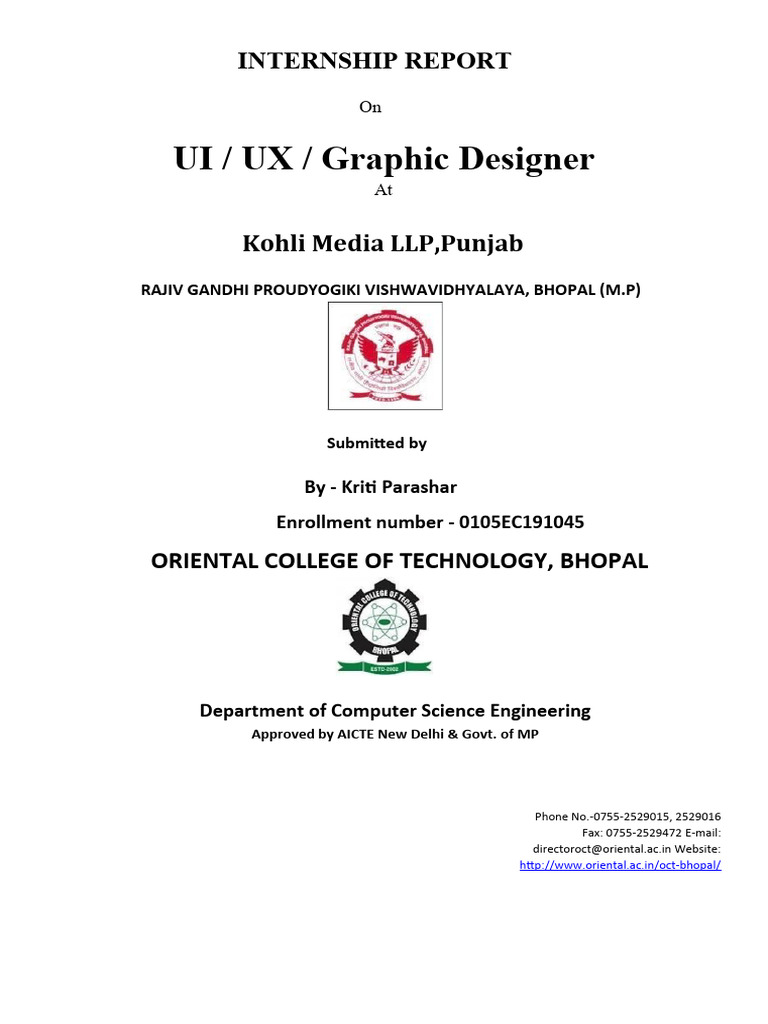 UI/UX Design Internship Report | PDF | User Interface | Graphic Design