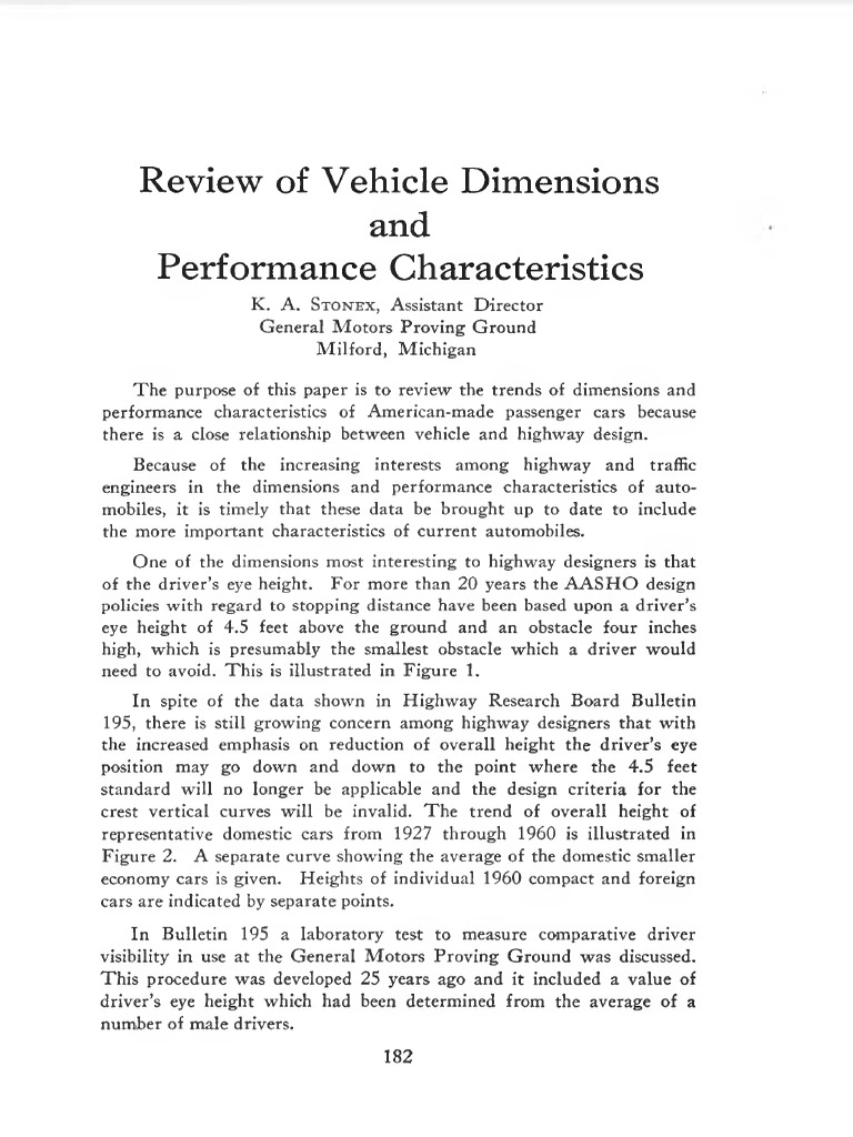 Review of Vehicle Dimensions and Performance Characteristics | PDF ...