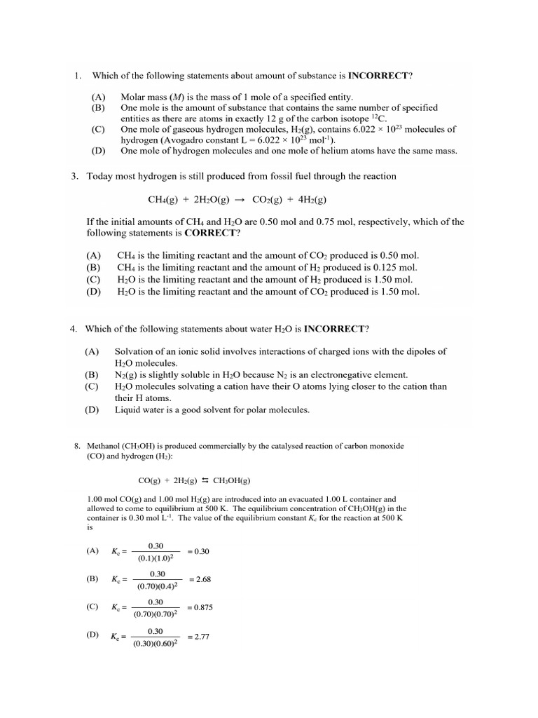 Worksheet 1 CHEM | PDF